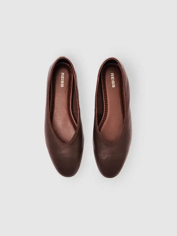 REISS Nappa Leather Ballet Flats