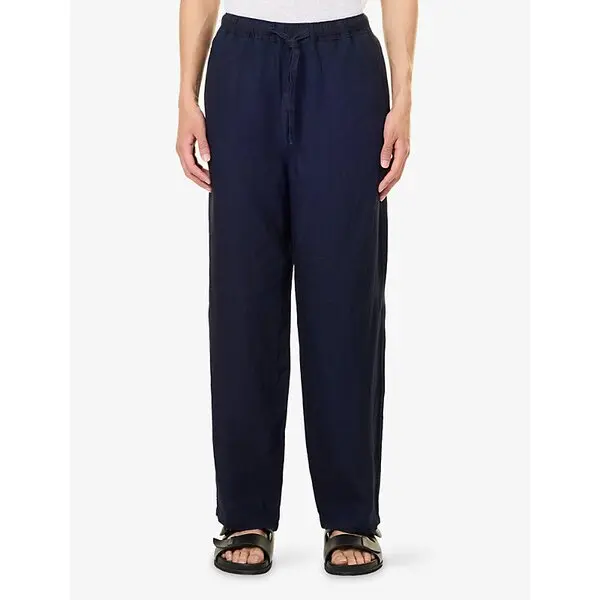FRAME Drawstring-waist Straight-leg Linen Trousers