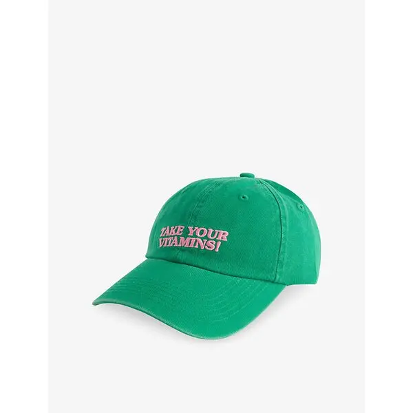NOT BORING Take Your Vitamins It's Ok Slogan-embroidered Cotton Cap