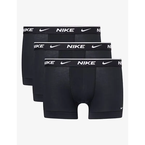 Nike Essential Pack Of Three Cotton-stretch Trunks - Black