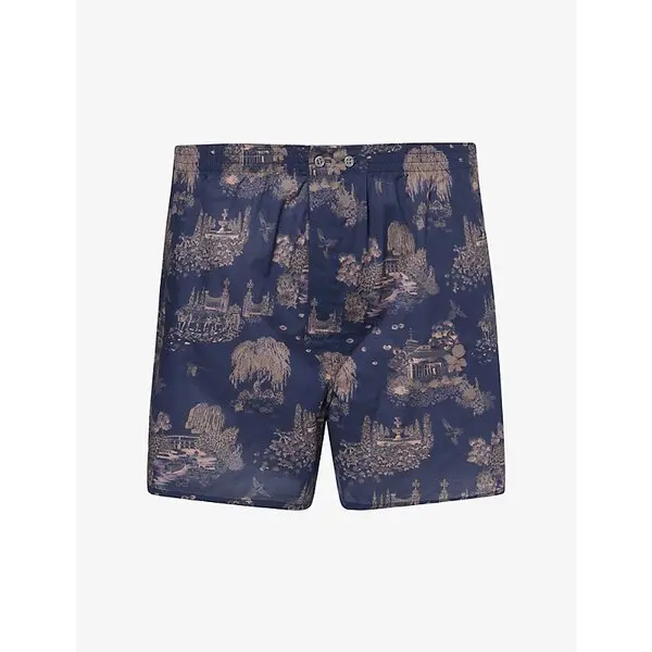 Derek Rose Ledbury London Toile Cotton Boxer Shorts - Navy