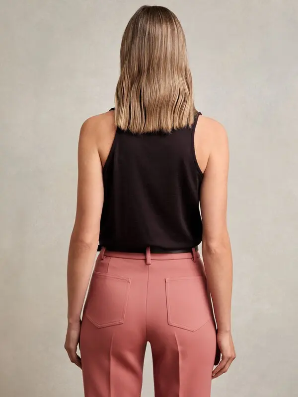 REISS Cotton-blend Cowl-neck Sleeveless Top