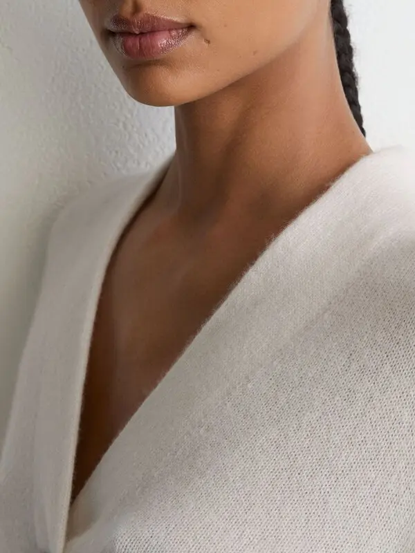 REISS Cashmere Shawl-neck Jumper - Ivory