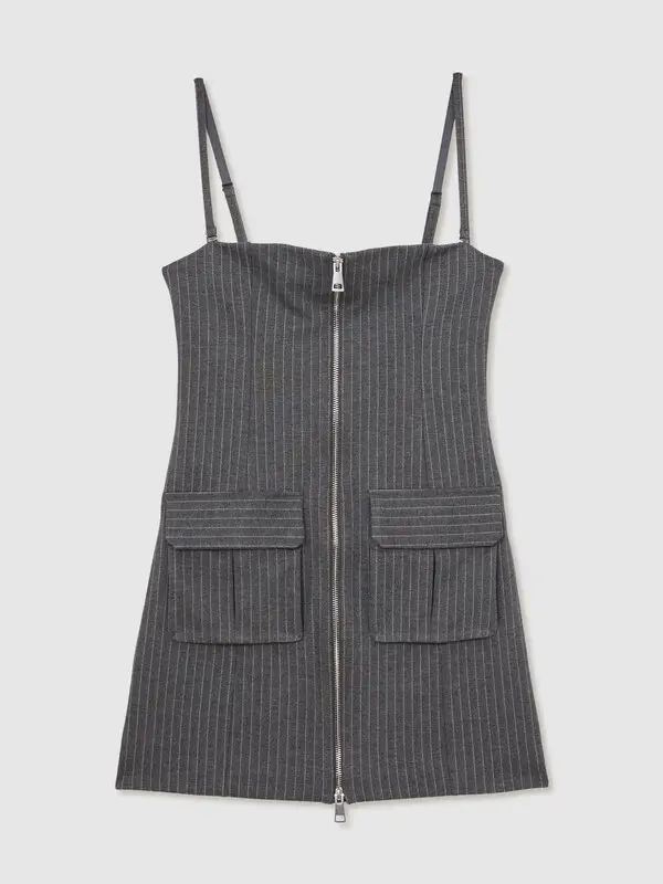 Good American White Soft Stretch Ponte Mini Dress - Grey/beige