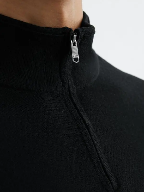 REISS Wool Half-zip Logo Jumper