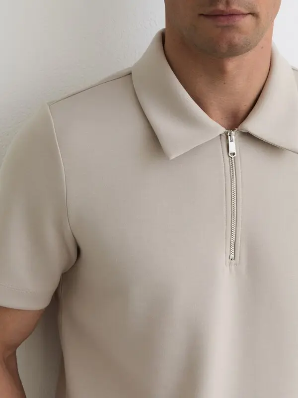 REISS Premium Interlock Half-zip Polo Shirt