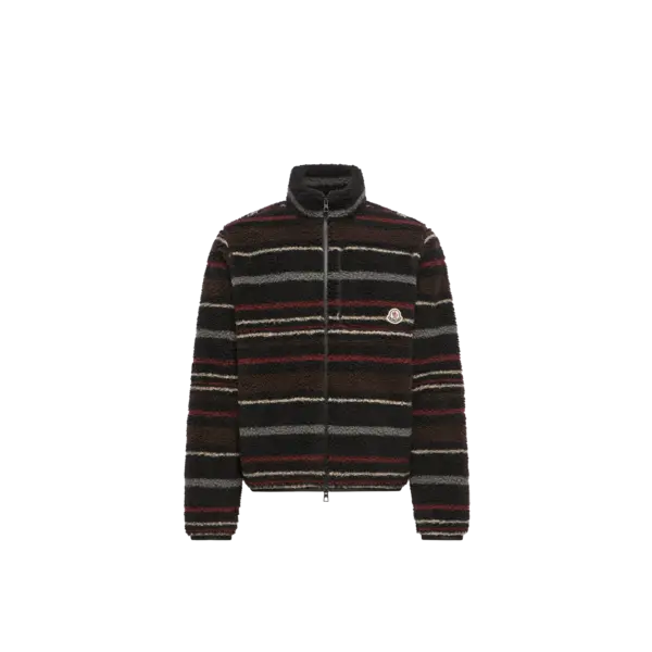 Moncler Striped Teddy Zip-up Cardigan