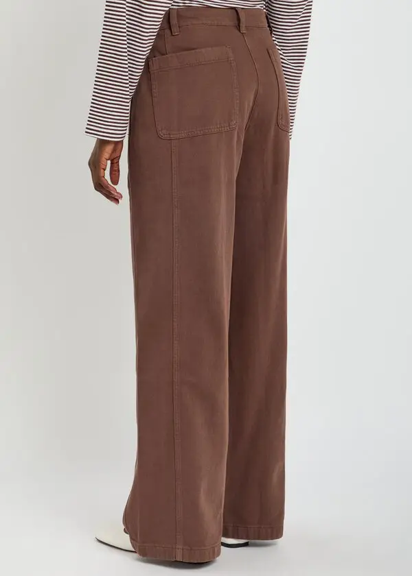 Eileen Fisher Wide-leg Organic Cotton Trousers - Brown