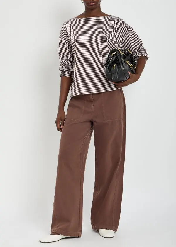 Eileen Fisher Wide-leg Organic Cotton Trousers - Brown