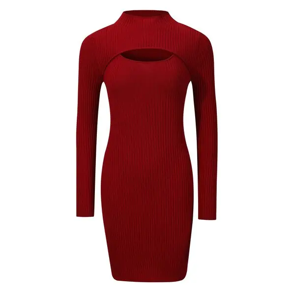 NUAJE NUAJE Jess Merino Wool Cut Out Mini Dress - Red