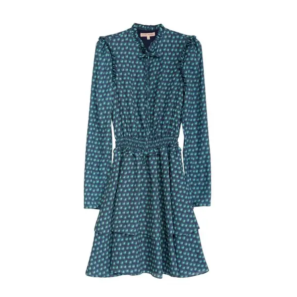 Dolores Promesas Teal Geometric Print Dress - Blue