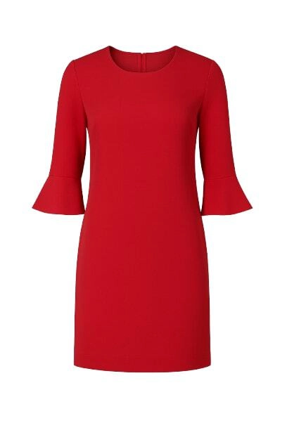 CONQUISTA Sleeve Detail Dress In Stretch Punto Di Roma Fabric - Red