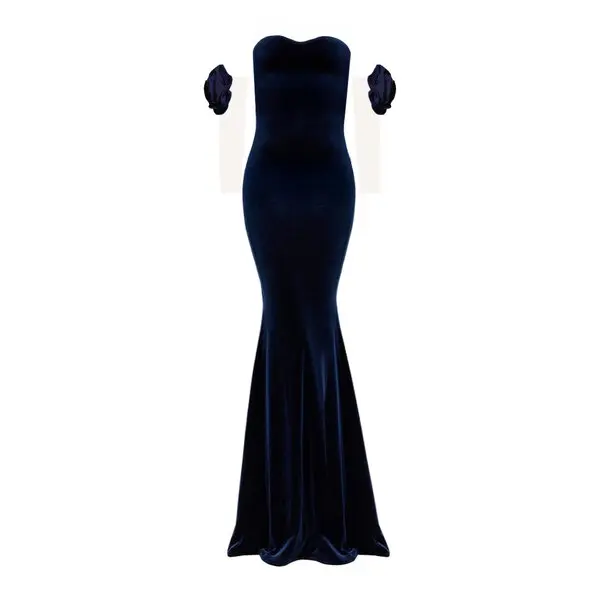 NUR KARAATA Versailles Rose N & W Gown - Blue