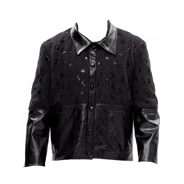 MAISON BOGOMIL Dual Matter Eco-leather & Cotton-linen Knit Jacket