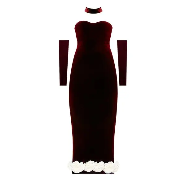 NUR KARAATA Empire Of Grace Dress - Red