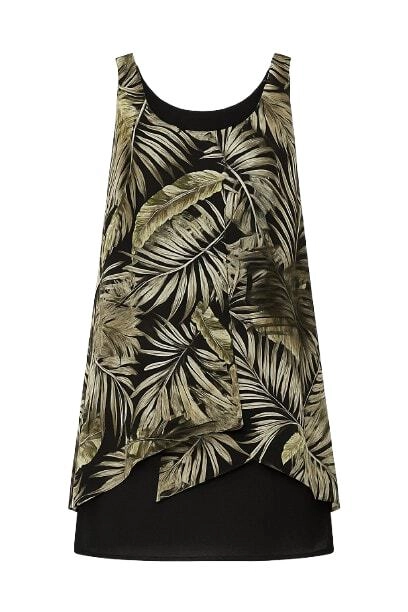 CONQUISTA Sleeveless Layered Print Chiffon Dress