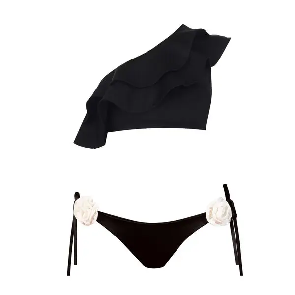 NUR KARAATA Cliantha Bloom Bikini - Black