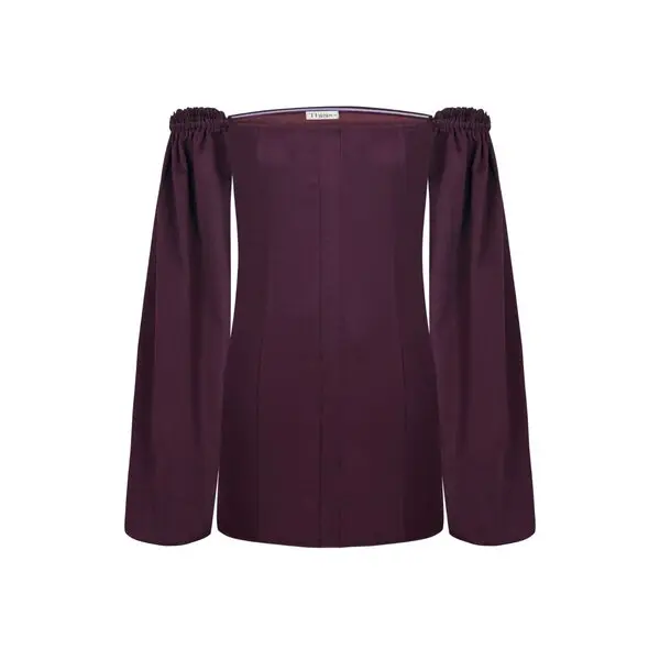 THISISU COLLECTION Kaia Balloon Sleeve Mini Dress Plum