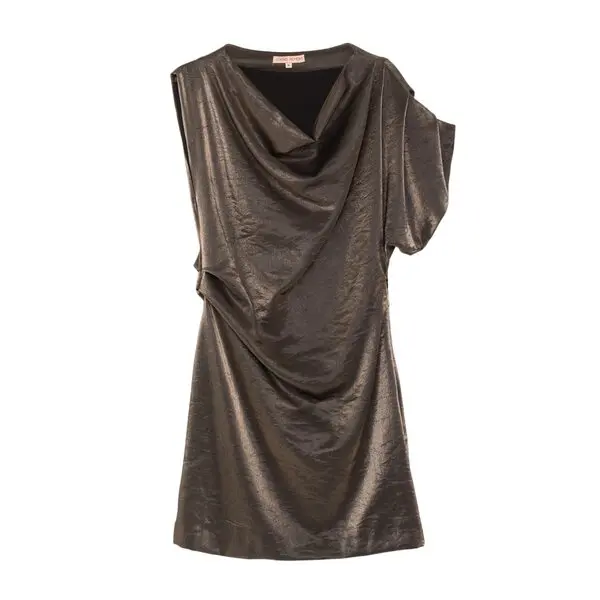 Dolores Promesas Draped Metallic Dress