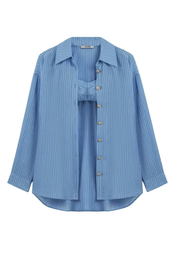 NOCTURNE Bustier-detail Shirt - Blue