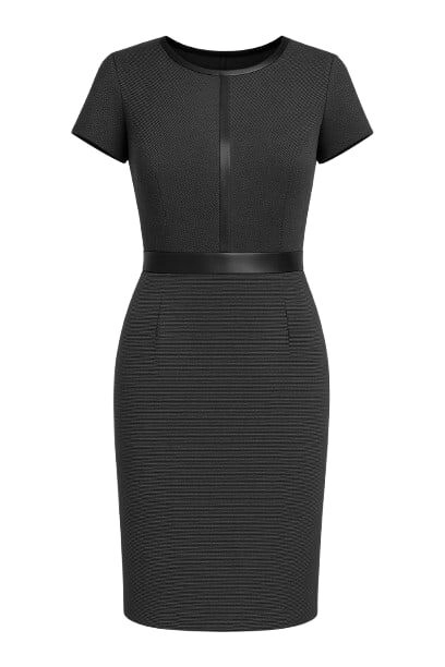 CONQUISTA Cap Sleeve Pleather Trim Knit Dress