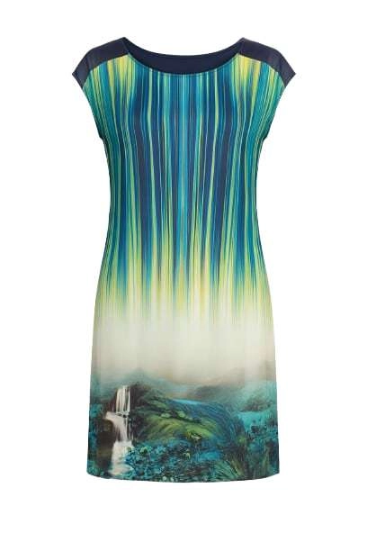 CONQUISTA Cap Sleeved Print Dress