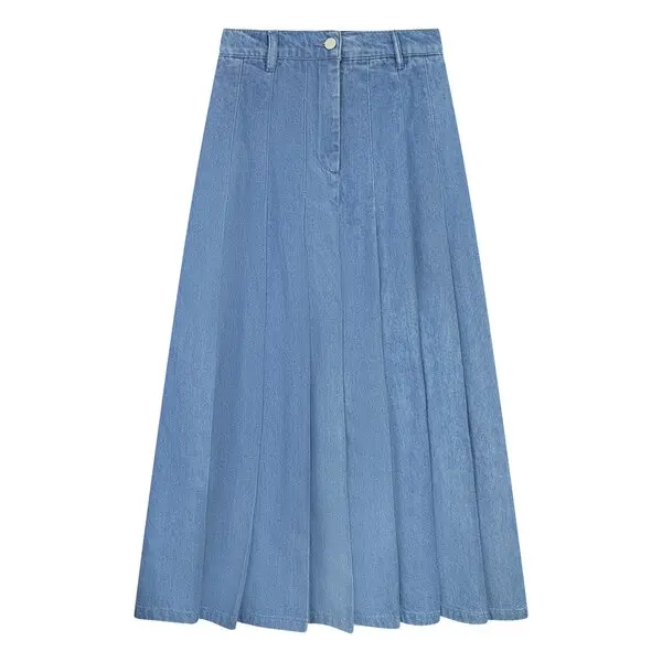 RAVE ON TREND Pleated Denim Skirt