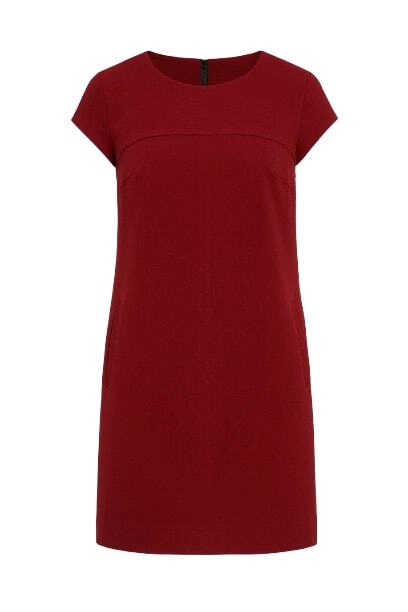 CONQUISTA Burgundy Sack Dress With Cap Sleeves