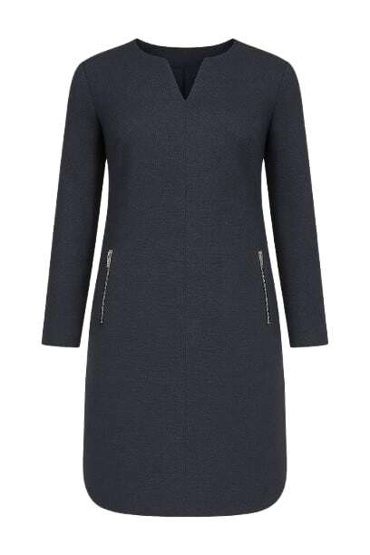 CONQUISTA Long Sleeve Dress With Rounded Hemline