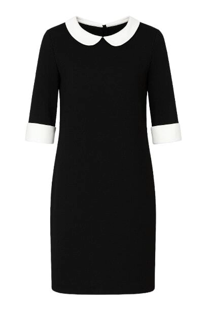 CONQUISTA Straight Dress With Contrast Details - Black