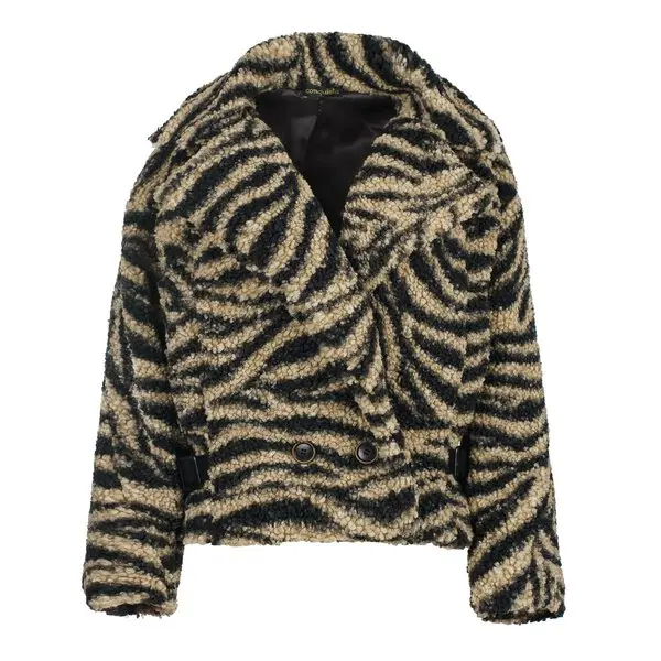 CONQUISTA Safari Elegance Faux Fur Jacket - Black