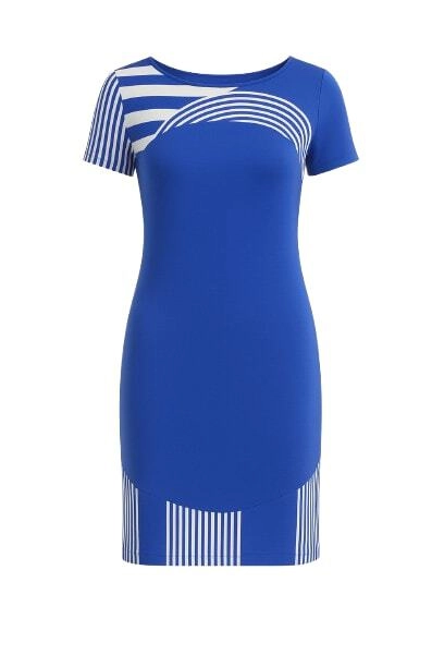 CONQUISTA Print Detail Short Sleeved Dress - Blue