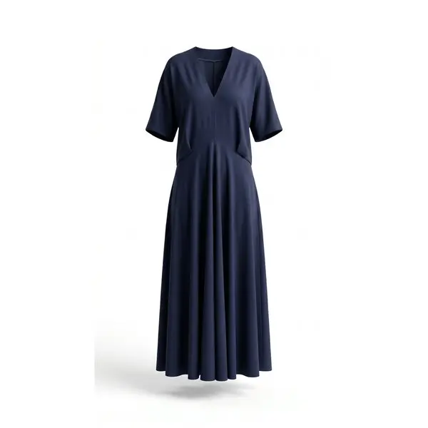CONCEPT A TROIS Navy Satin-finish Crepe Maxi Dress - Blue