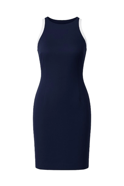 CONQUISTA Navy Sleeveless Dress With Contrast Detail - Blue