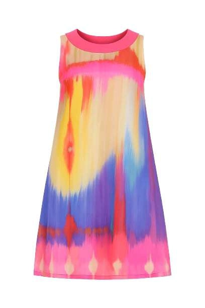 CONQUISTA Printed Sleeveless Round Neck Dress - Red