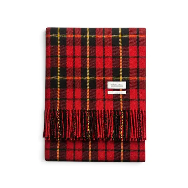 LOOM & COVE Wallace 100% Recycled Wool Tartan Blanket - Red