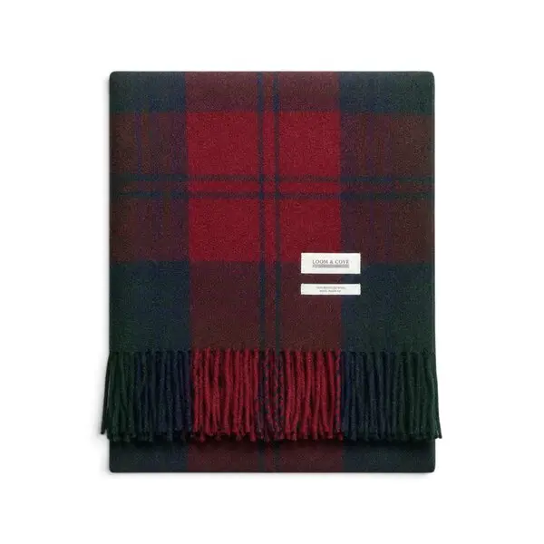 LOOM & COVE Lindsay 100% Recycled Wool Tartan Blanket - Red
