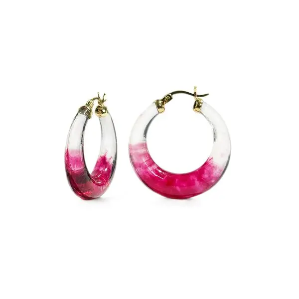 GOLD & HONEY Ombre Graduated Lucite Hoop Earrings - Red
