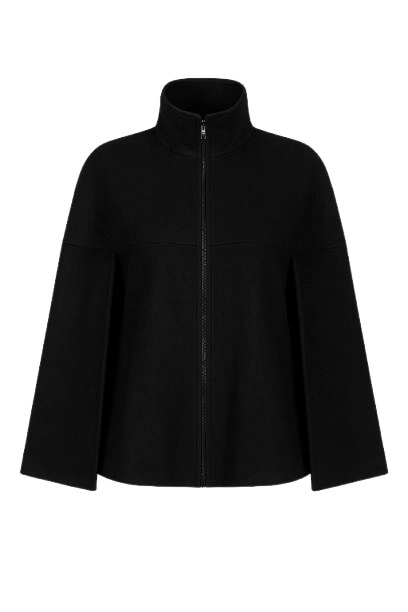CONQUISTA Winter Cape In Woven Fabric - Black