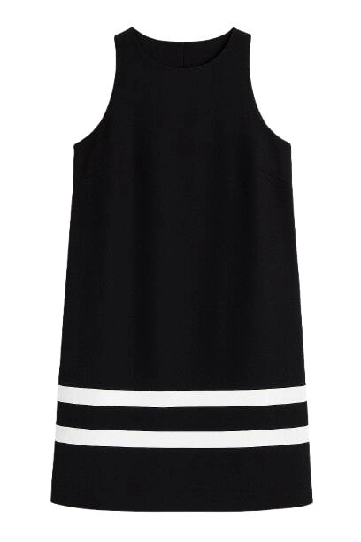 CONQUISTA Sleeveless Dress With Contrast Stripe Detail - Black
