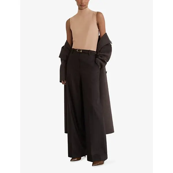 REISS Evelyn Funnel-neck Wool Vest - Camel
