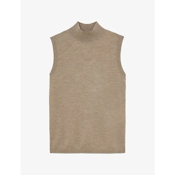 REISS Evelyn Funnel-neck Wool Vest - Neutral
