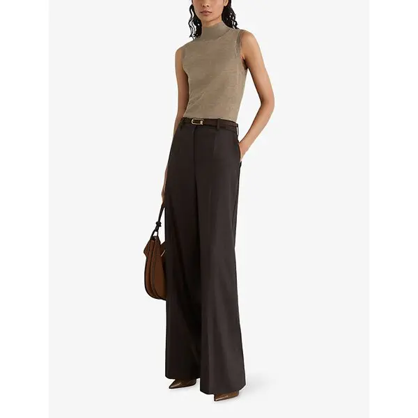 REISS Evelyn Funnel-neck Wool Vest - Neutral