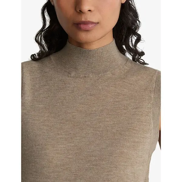 REISS Evelyn Funnel-neck Wool Vest - Neutral