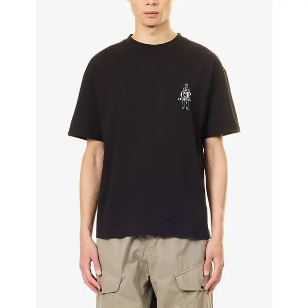 C.P. COMPANY Sailor-print Relaxed-fit Cotton T-shirt - Black