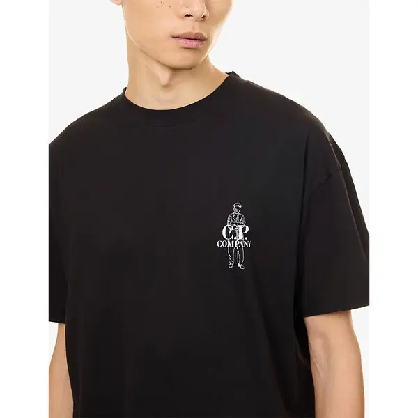 C.P. COMPANY Sailor-print Relaxed-fit Cotton T-shirt - Black