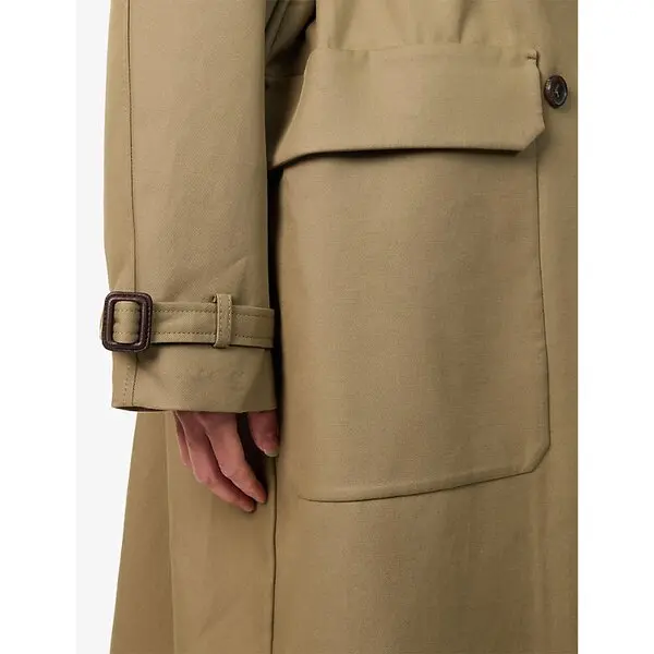 NACKIYE Leather-collar Cotton Trench Jacket