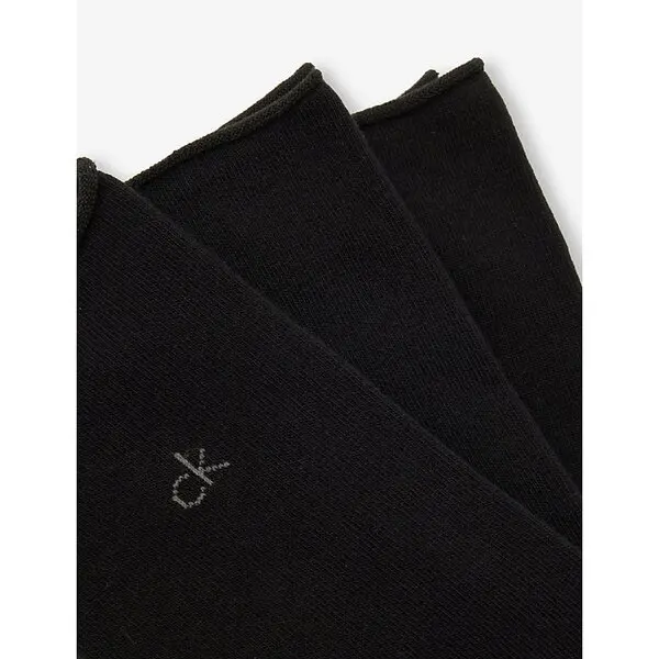 Calvin Klein Rolltop Stretch-cotton Socks Pack Of Three