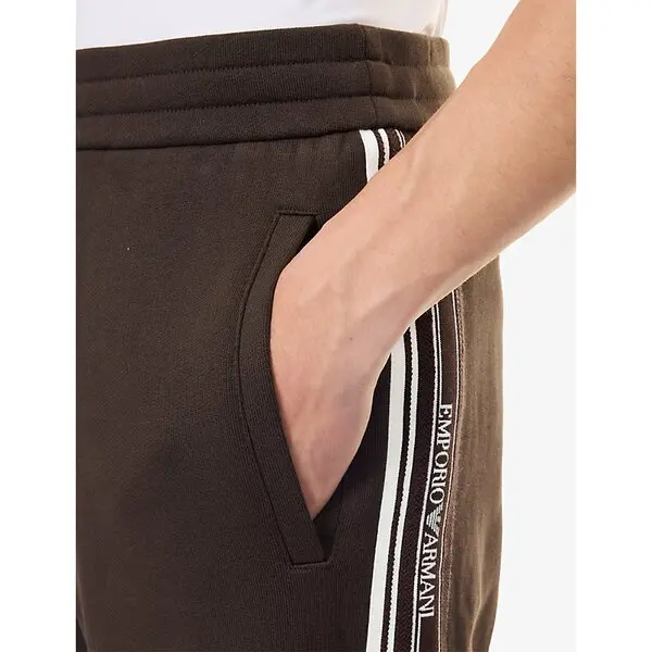 Emporio Armani Striped-trim Logo-trim Cotton Jogging Bottoms