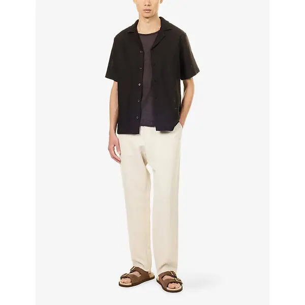 Orlebar Brown Brand-tab Short-sleeve Linen T-shirt - Espresso
